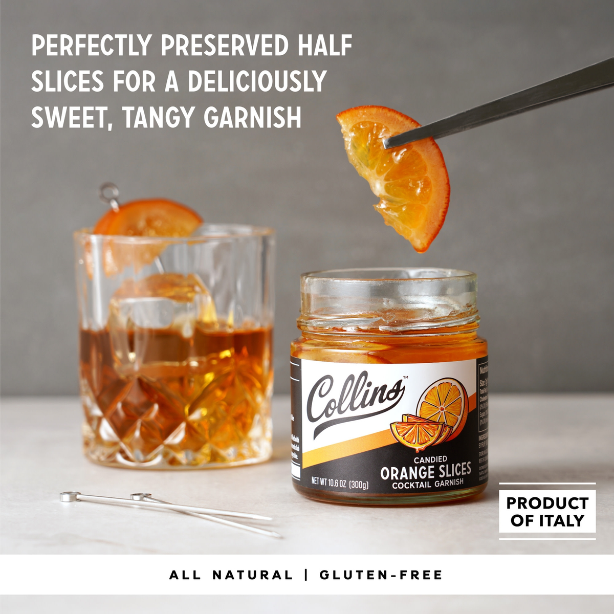 Italian Candied Orange Peel Twist Cocktail Garnish 10.9 oz — berry + basil