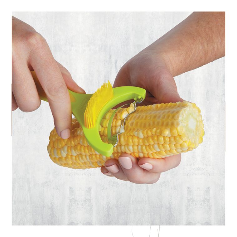 Corn Zipper w/brush — berry + basil